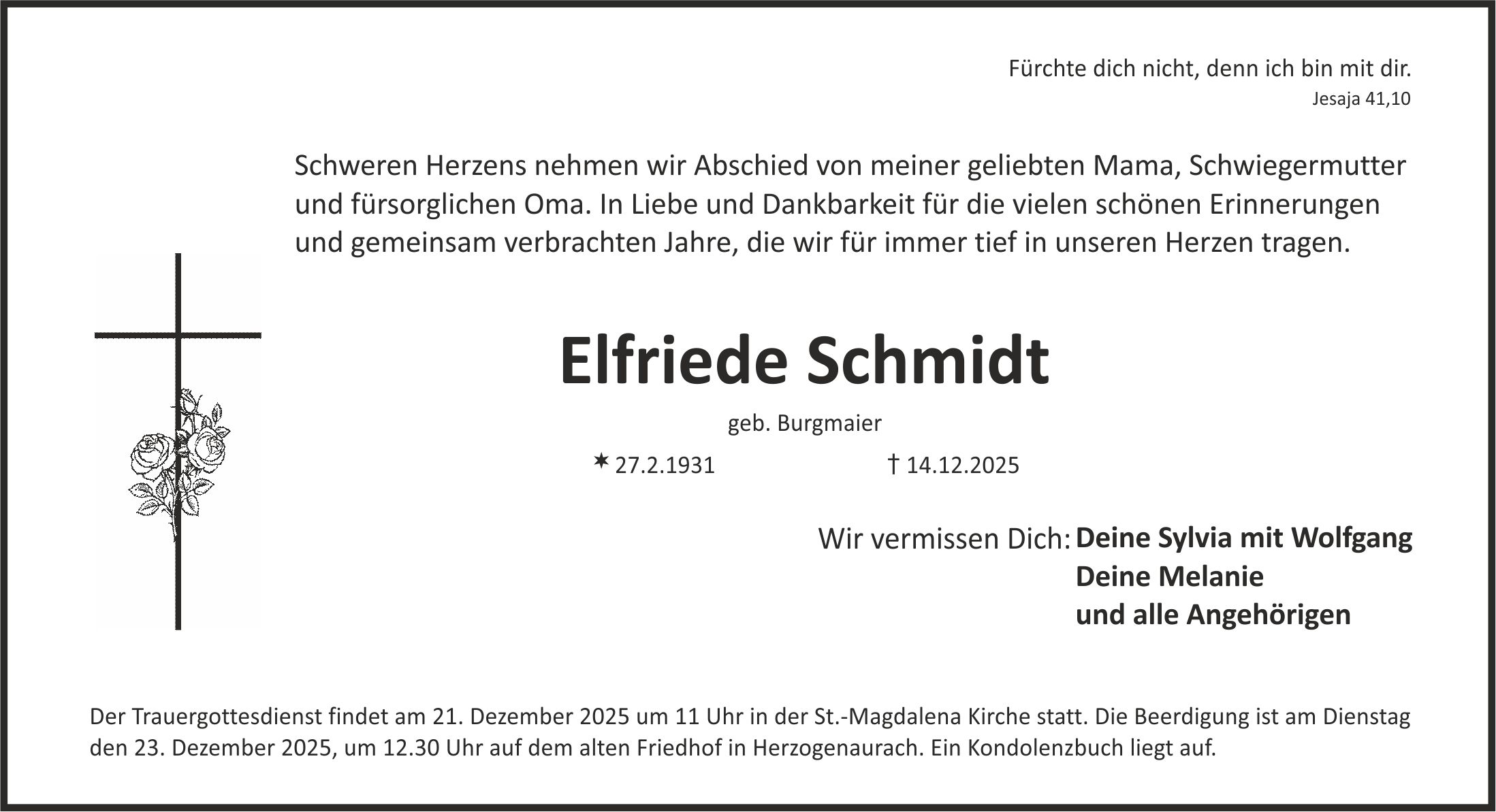 Traueranzeigen – Bestattungen Erich Petratschek Herzogenaurach